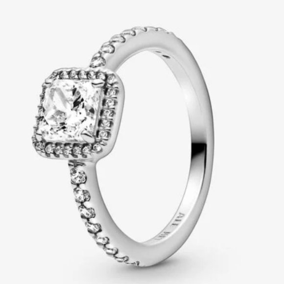 Pandora | Jewelry | Pandora Sterling Silver Square Sparkle Halo Ring ...